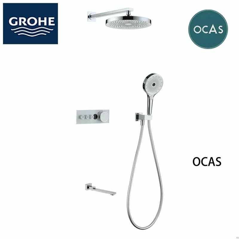 Встраиваемый душевой комплект , смеситель для ванны с душем , латунь , R-A94