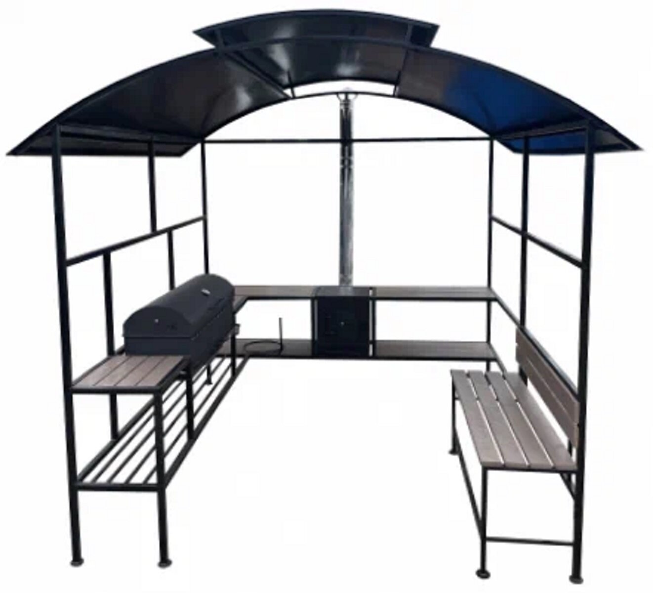 Мангал Mangal-market AL 19 XL, беседка, кованый, с крышей, стационарный, черный, 200х250х240 см