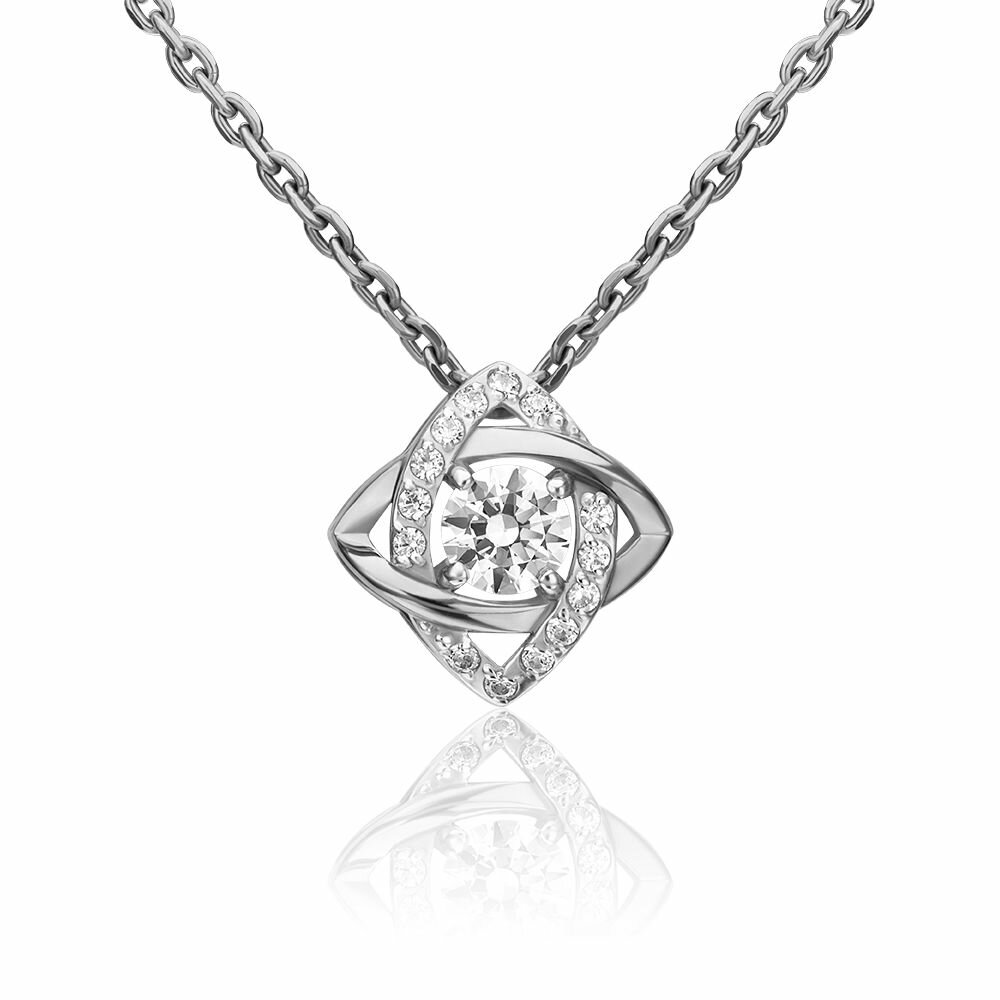 Подвеска, белое золото, 585 проба, родирование, фианит