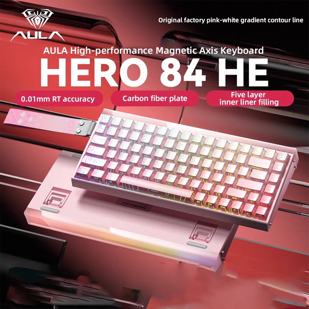 AULA HERO84 8K магнитная механическая клавиатура для игр Pink Contour Lines