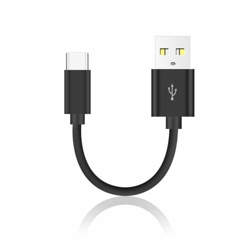(1 шт.) Короткий кабель USB на Type C, 20 см, черный