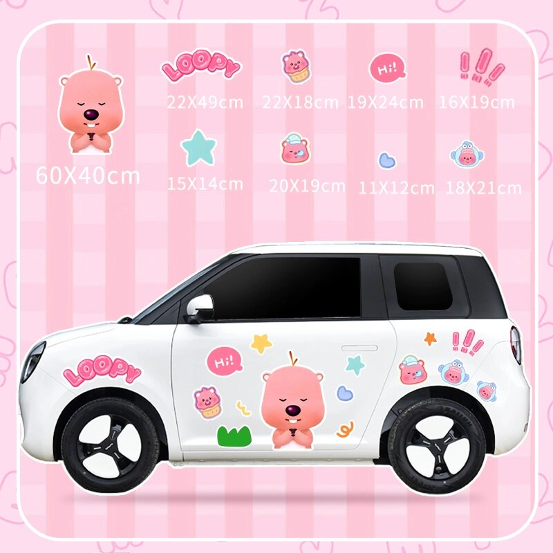 Наклейки на кузов автомобиля Panda mini, липкие, в виде лоуипа, рубинового маленького бобра, для декора кузова,