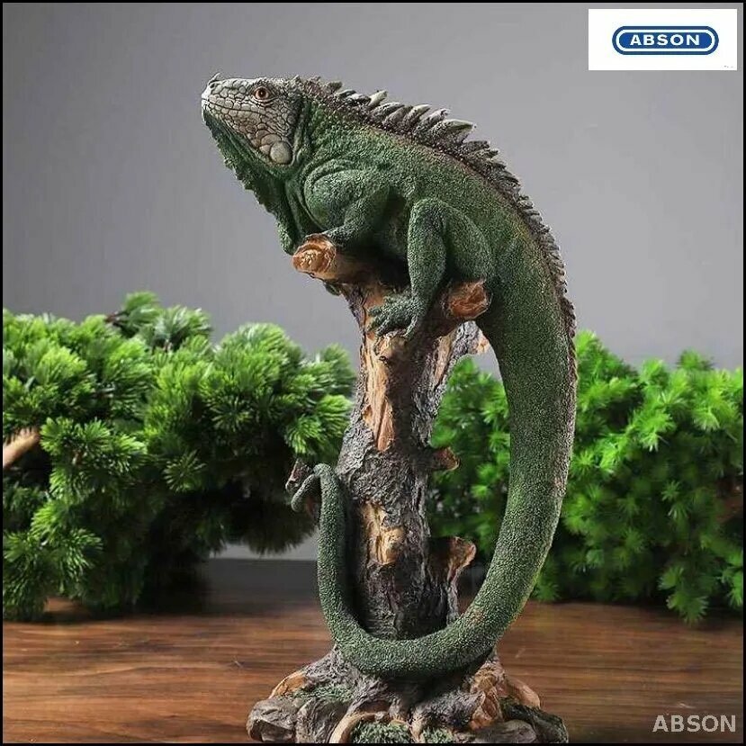 Эксклюзивная садовая скульптура Игуана 36.5 см из декоративной смолы
