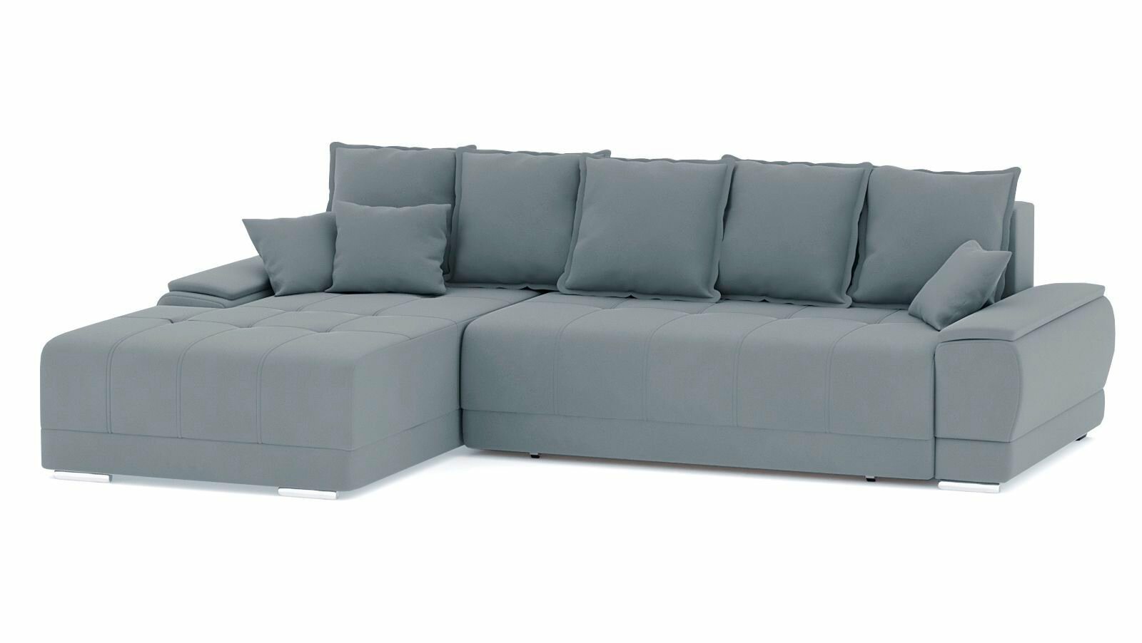 Угловой диван раскладной Nordviks еврокнижка, велюр Зара Маус 12, левый угол