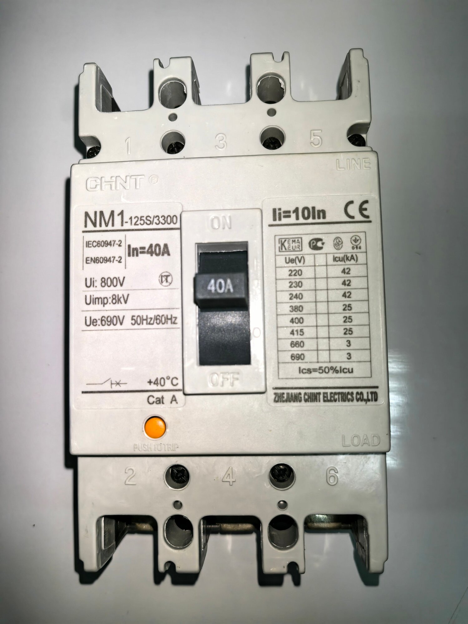 126507 Chint NM1-125S/3300 3Р 40A 25кА автоматический выключатель ( 1шт.)