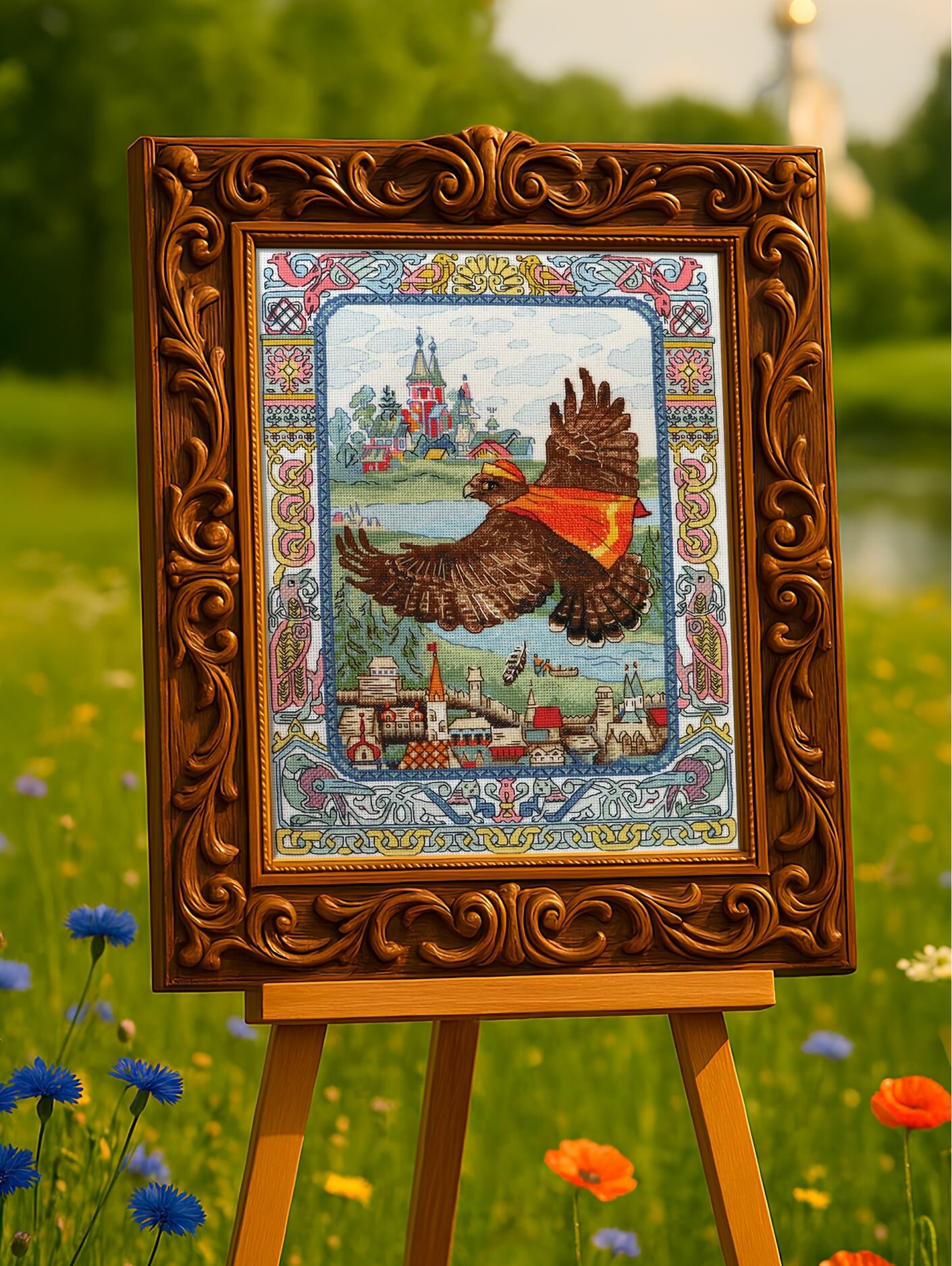 Набор для вышивания крестом Риолис, вышивка крестиком "Финист - Ясный сокол" 30*40см, 2316