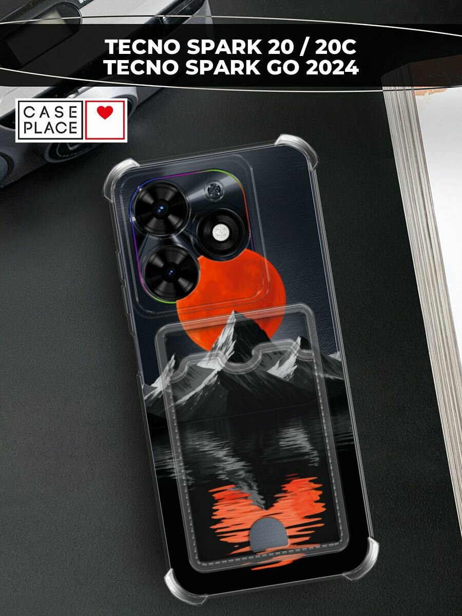 Чехол на Tecno Spark Go 2024/Spark 20C (Текно Спарк Го 2024/Спарк 20C) с картой и принтом Черная гора 3