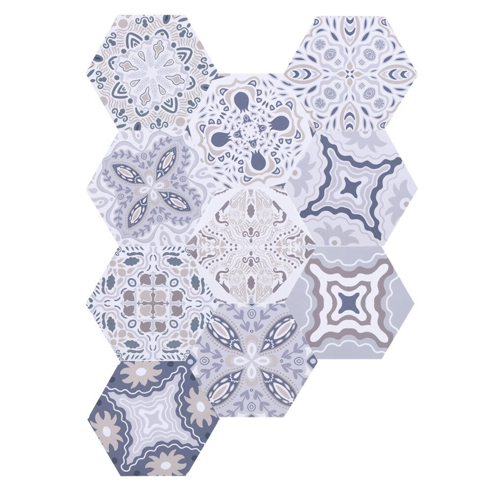 Водонепроницаемые шестиугольные напольные наклейки с противоскользящим покрытием и геометрическим узором для ванной и кухни, стильный декор стен и пола