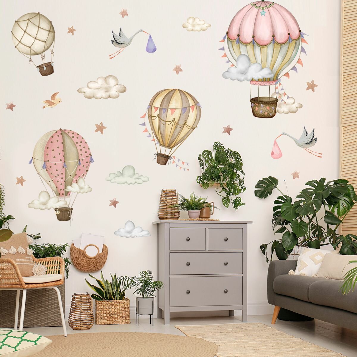 Цветные наклейки с принтом в стиле ретро (stickers) для стен гостиной и спальни