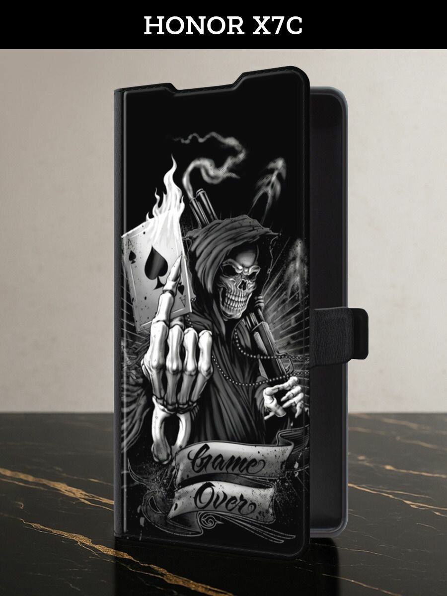 Чехол-книжка на Honor X7C (Хонор X7C) с картой и принтом "Конец игры"