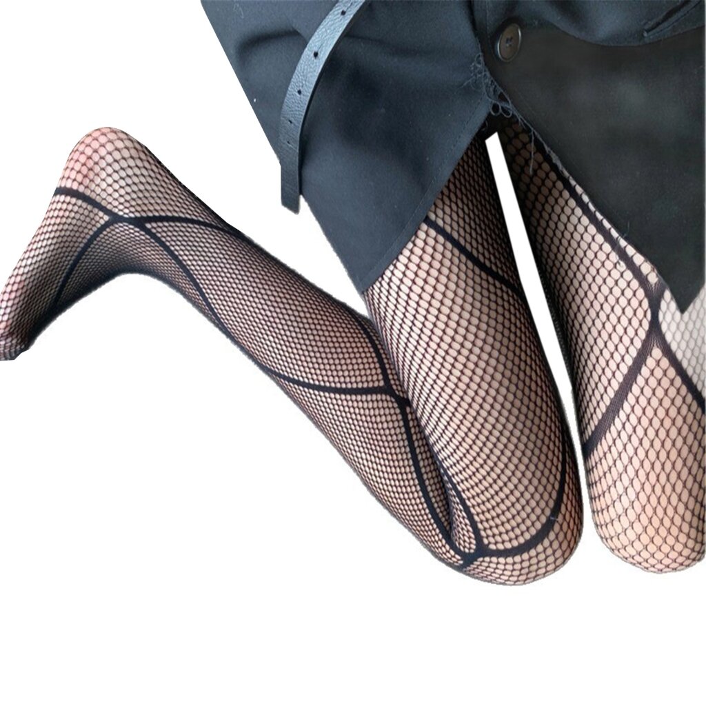 Чулки в клетку с ромбовидной сеткой, полые цельнокроеные чулки-крупная квадратная сетка