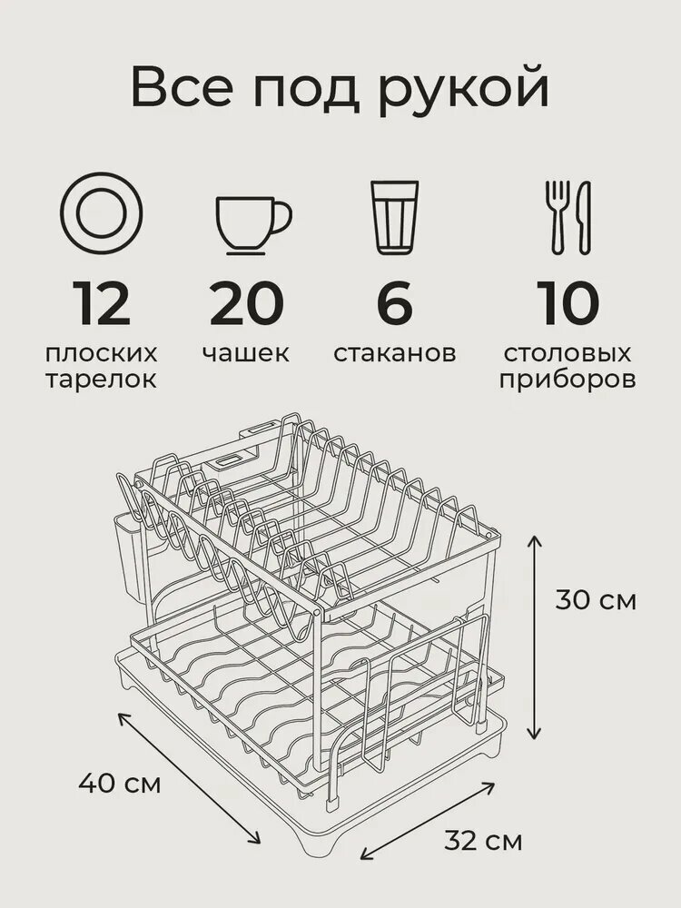 Сушилка для посуды настольная SIMPLE KITCHEN — фото 1