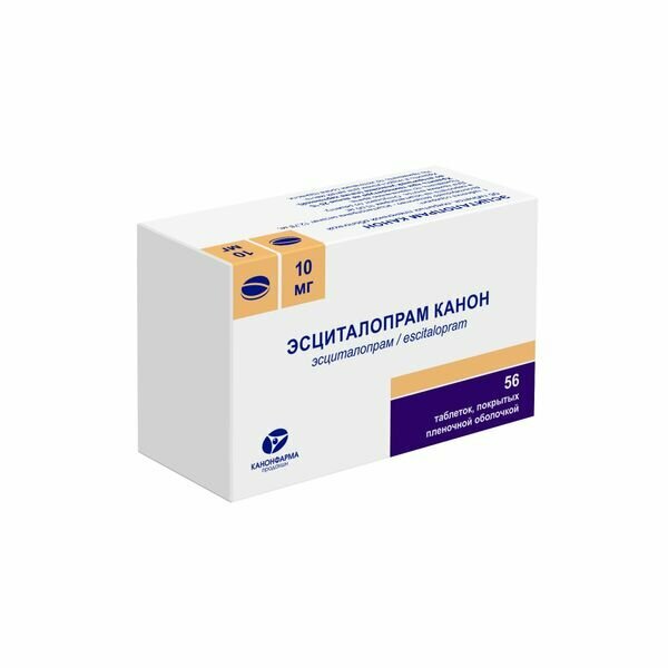 Эсциталопрам Канон таблетки, покрытые пленочной оболочкой 10мг 56шт