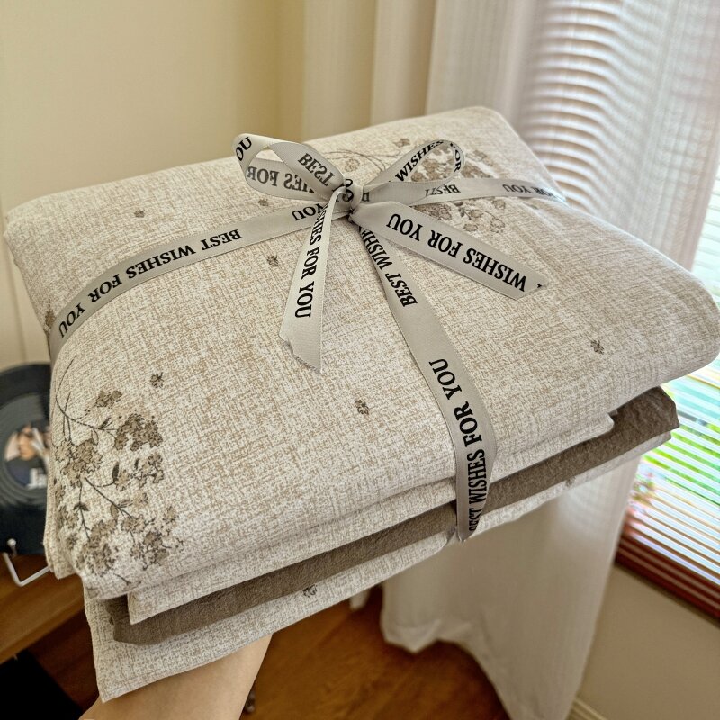 Белье XINFUJIA, лен, 4-х предметный комплект, с молнией, чехлы для подушек, чехлы для одеял, простыни