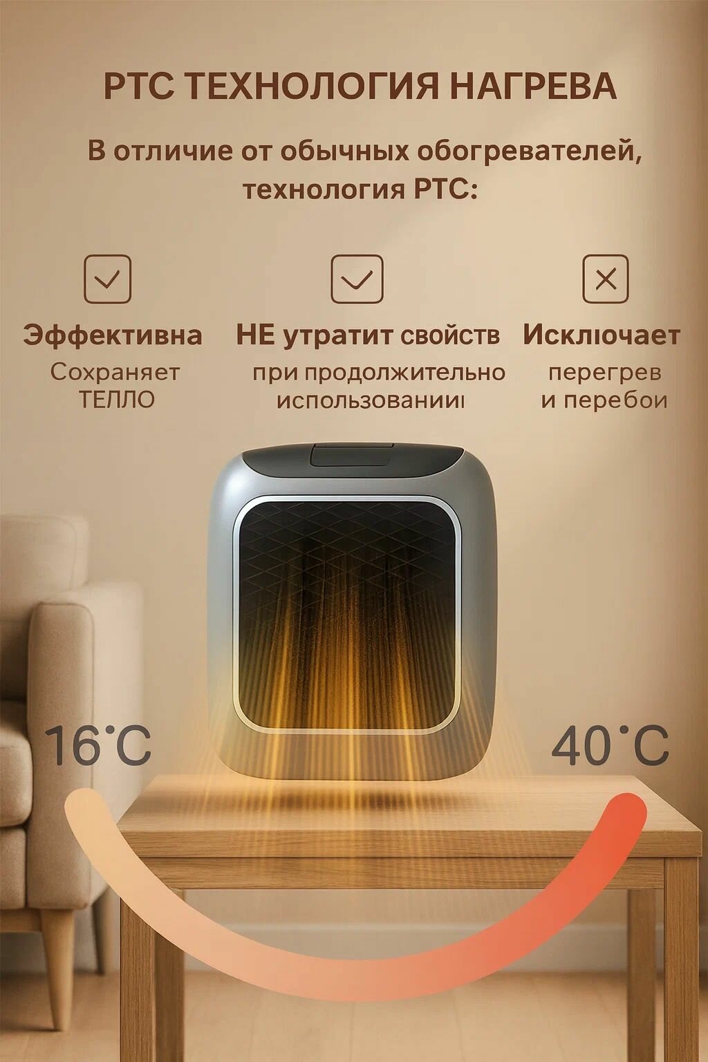 Обогреватель настенный, Портативный мини тепловентилятор, Электрический, в розетку