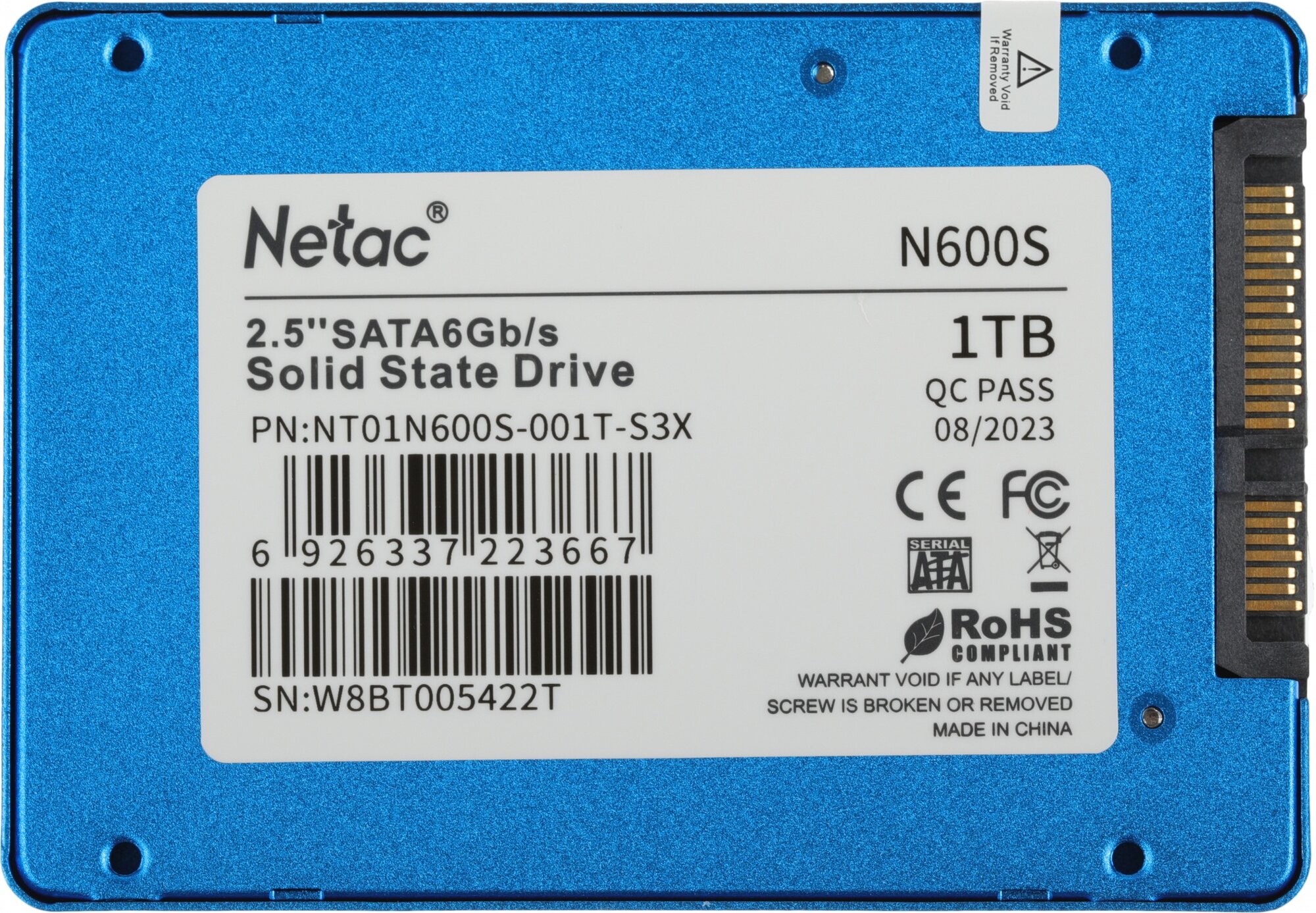 Твердотельный накопитель Netac N600S 1024ГБ, 2.5", SATA-III, SATA NT01N600S-001T-S3X