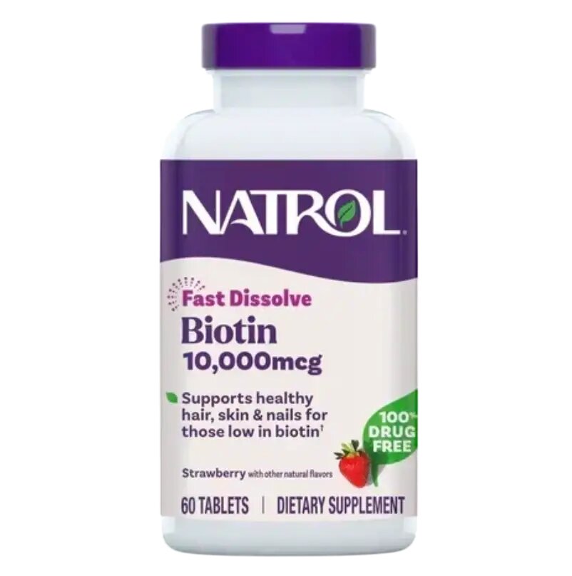 Natrol Биотин 10000 мкг/Biotin 10,000 mcg F/D быстрорастворимые таблетки массой 416 мг-437 мг 60 шт