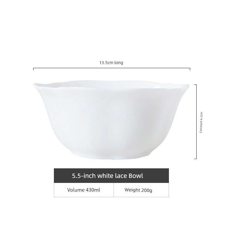 Чаша для риса из костяного фарфора, одиночная белая фарфоровая чаша, керамическая чаша для ресторанов, большая бытовая