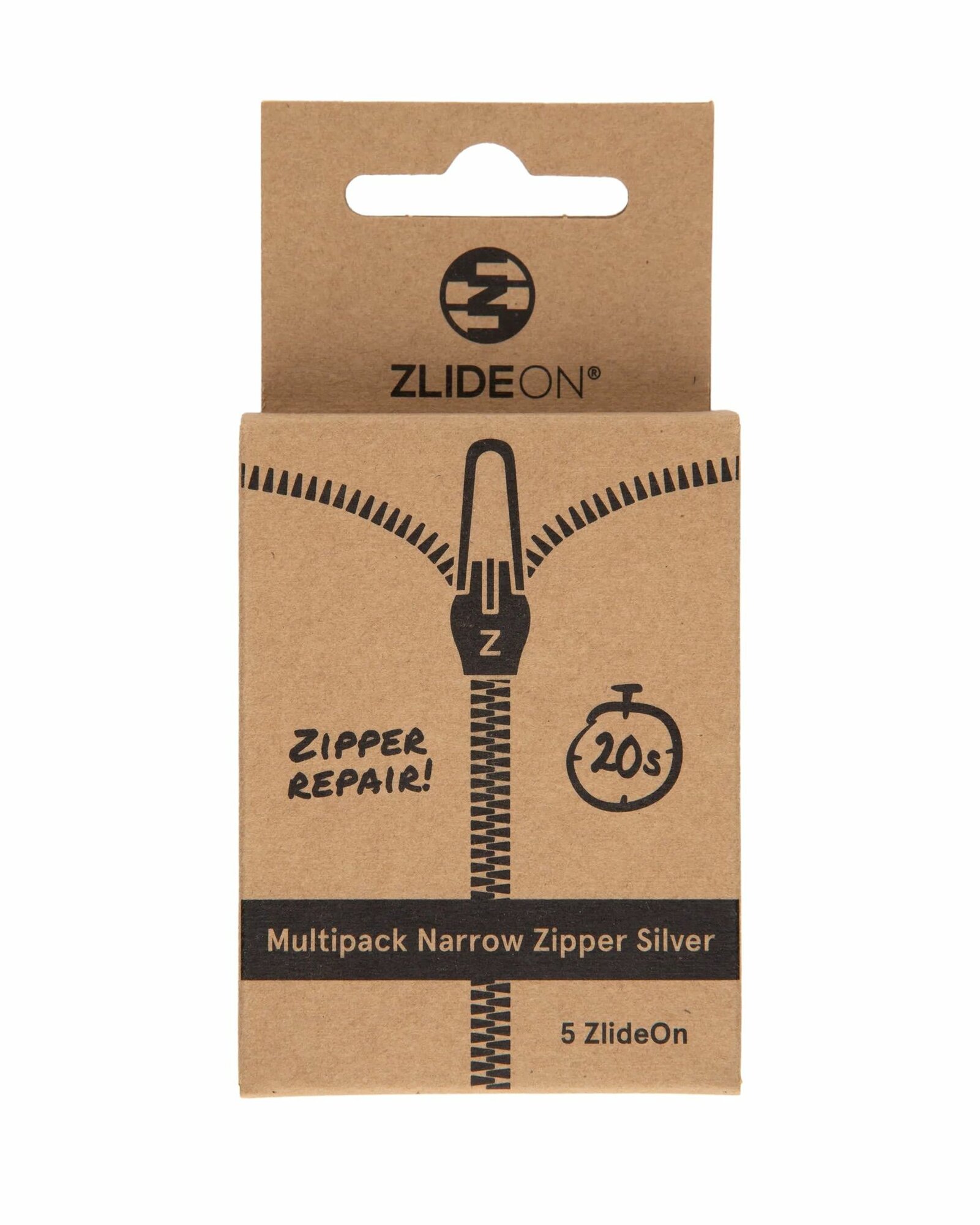 Набор из 5 бегунков для молний ZlideOn Multipack Narrow Zipper (Silver)