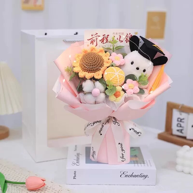 Подарочный букет к окончанию начальной школы и детского сада для девочек, мальчиков и детей, плюшевый мишка, игрушка из
