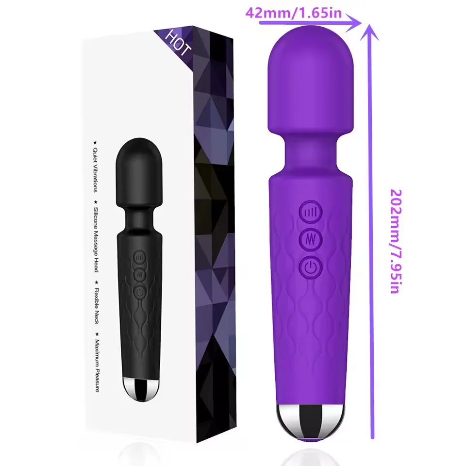 Мощный женский вибратор в точке G, AV Magic Wand Massager 20 паттернов, 8 скоростей, перезаряжаемый Clitoris Stimulator,