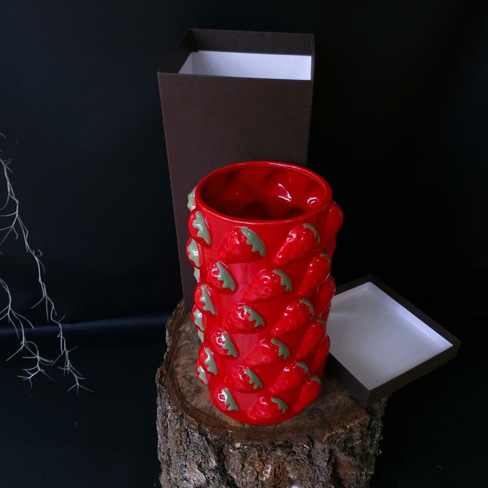 Ваза Roots&Bloomery, керамика, цвет красный, настольная, 30см — фото 1
