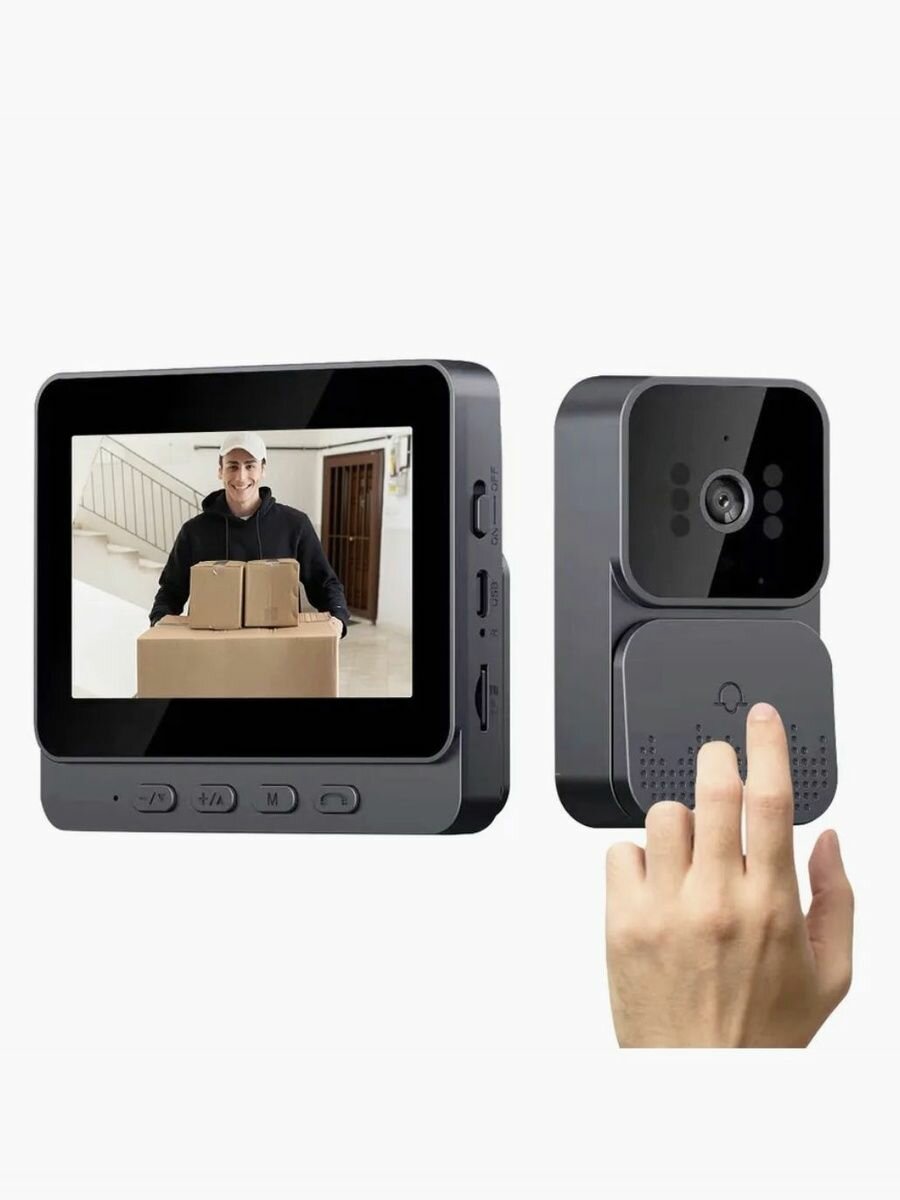 Интеллектуальный видеозвонок HD с монитором / Домофон с 2-сторонней связью 6 мелодий