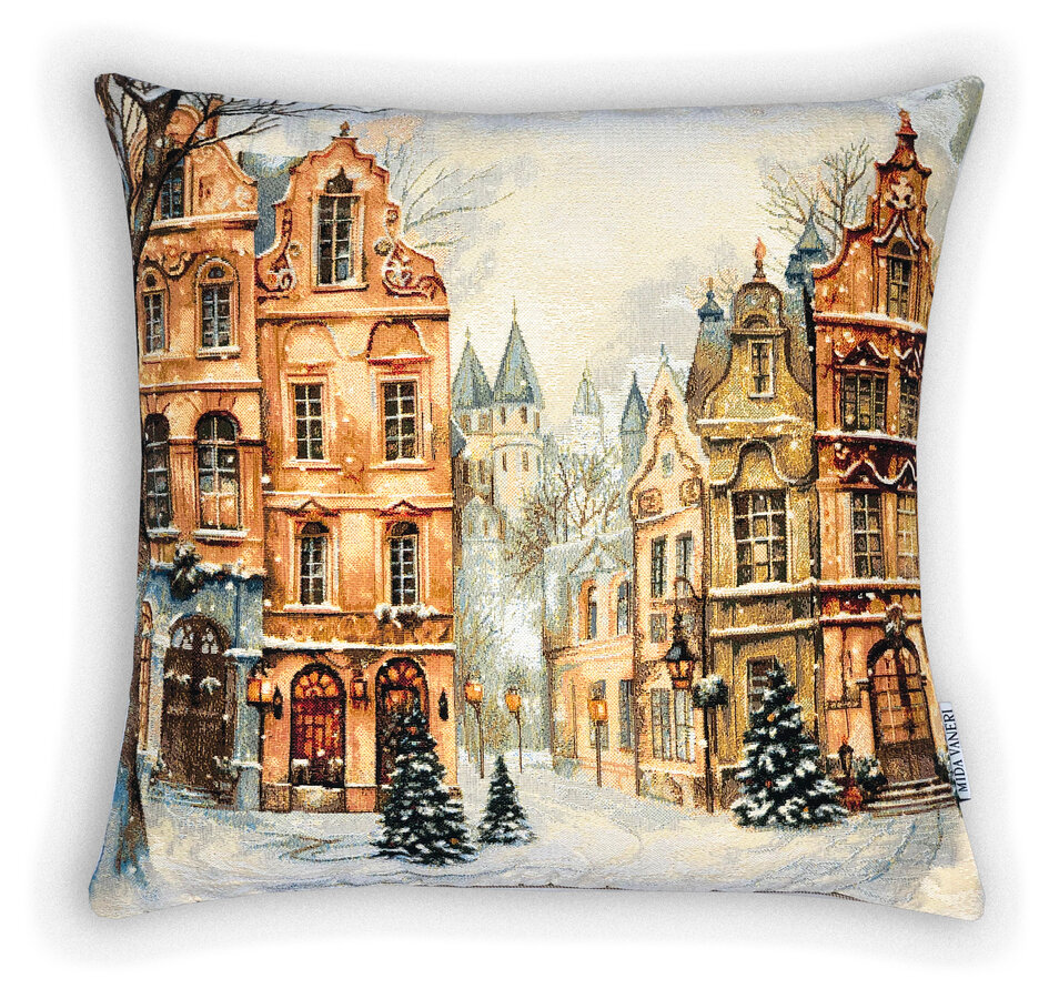 Декоративная гобеленовая наволочка "Заснеженный город" 45х45 см MIDA VANERI