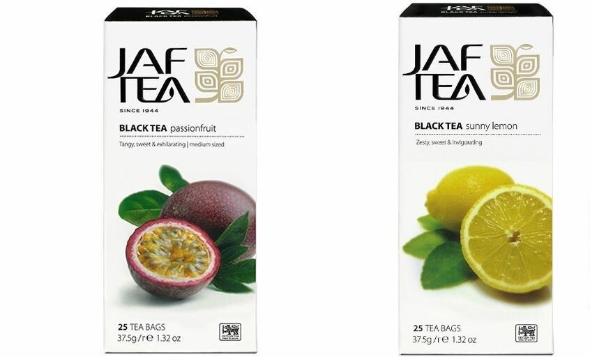 Чай черный Jaf Tea Лимон/маракуйя 2 пачки по 25 пакетиков, Шри-Ланка