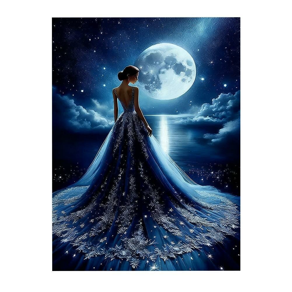 Алмазная мозаика на Девушка в бирюзовом платье 40x50cm