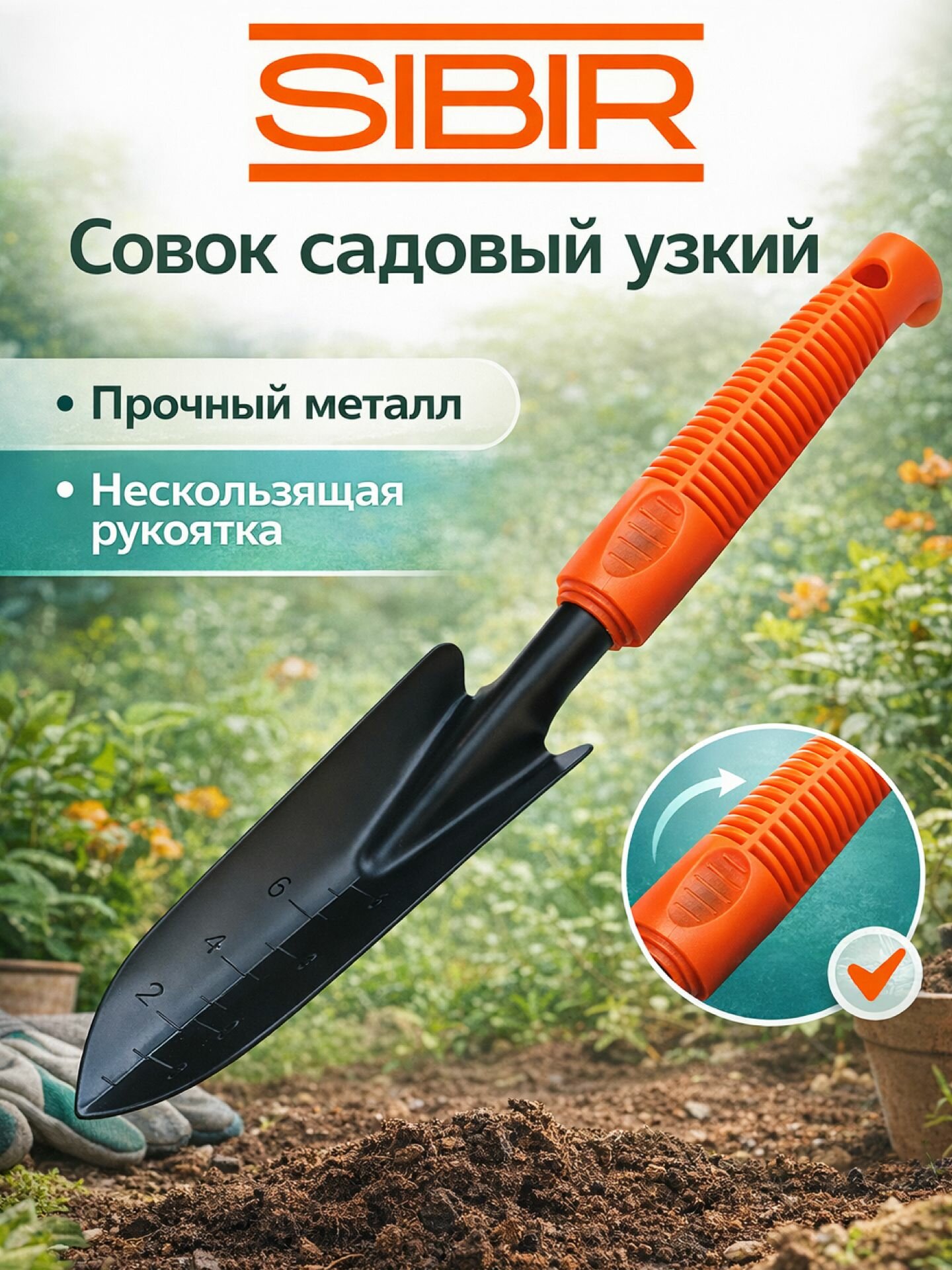 Совок садовый узкий SIBIR