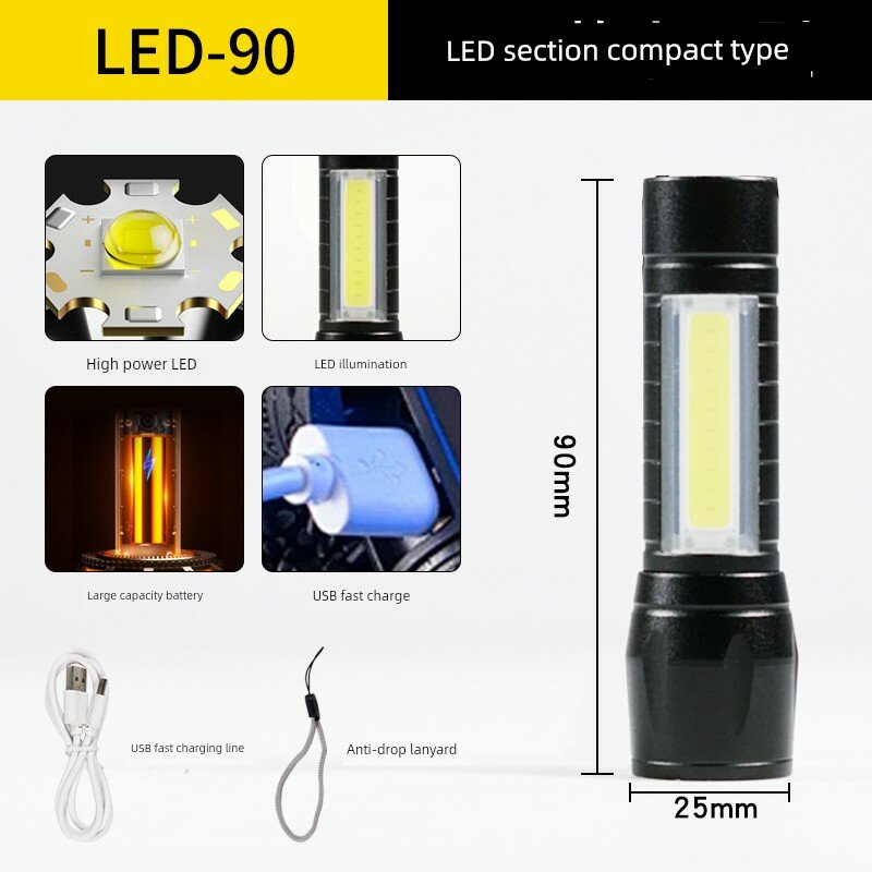 Сильный свет фонарик светодиодный высокая яркость сверхдлинный прожектор дальнего действия масштабируемый мини-ранец
