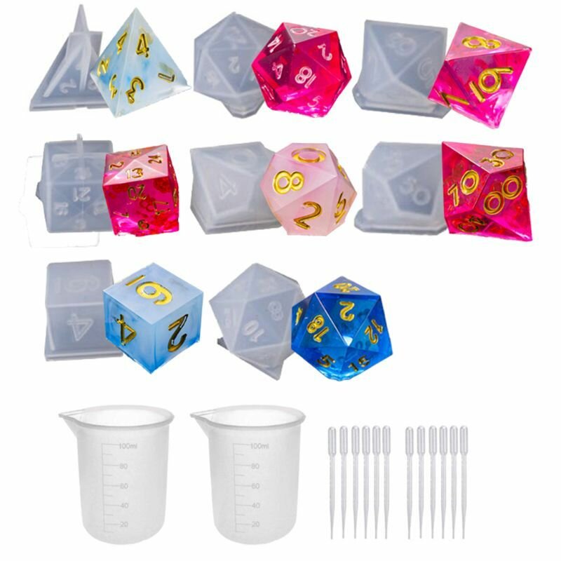 8styles Epoxy Resin Lylicone Casting Polyedron Game, Белый