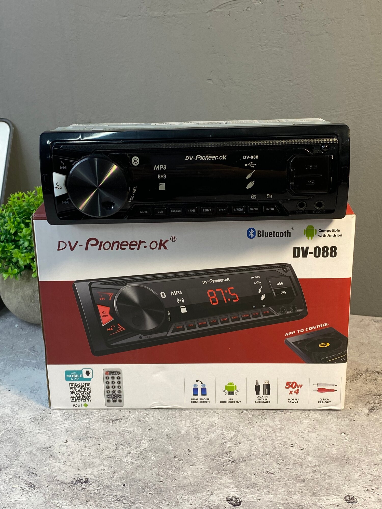 Авто магнитола 1Din с блютузом DV Pioner.ok DV-088