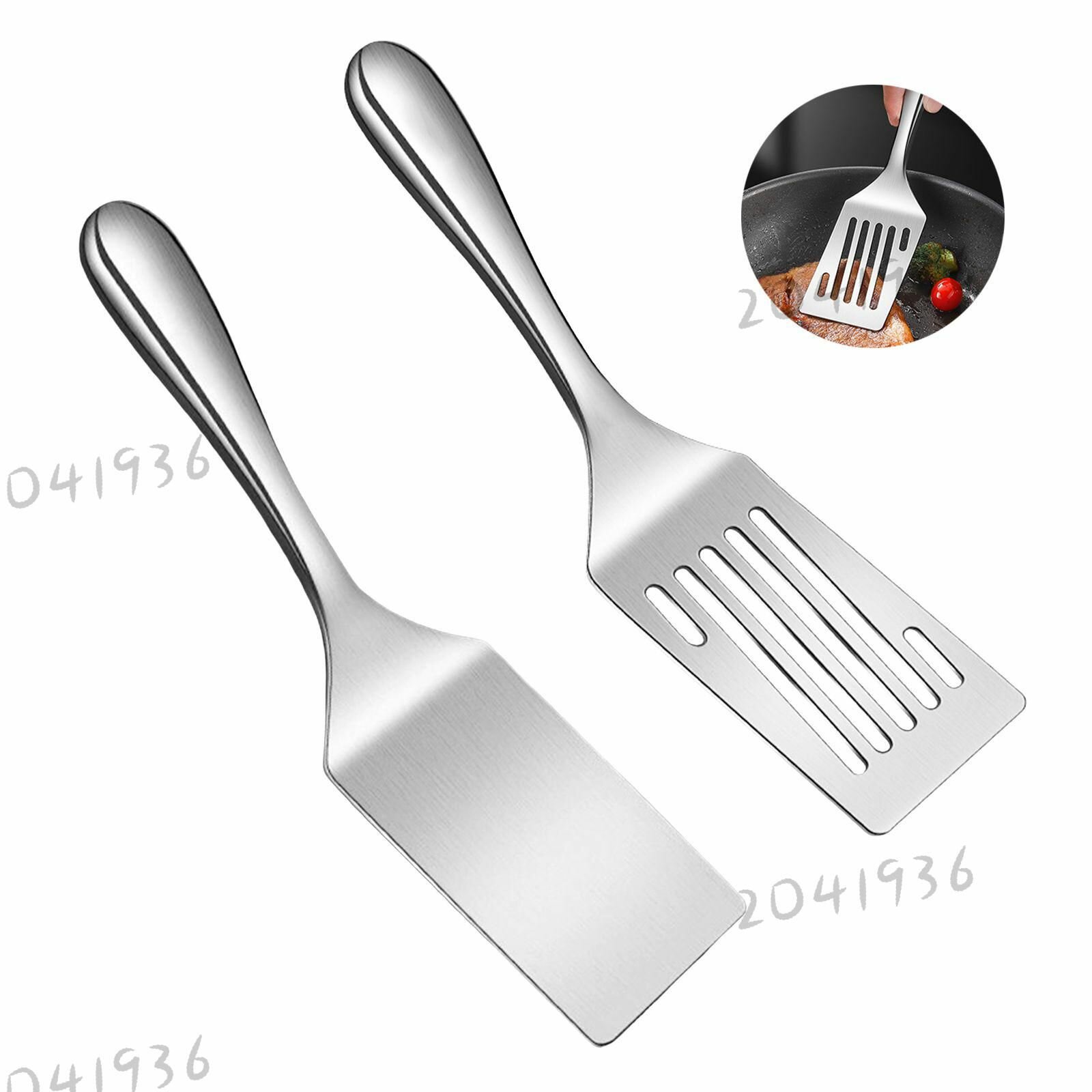 Набор из 2-х шт. металлических лопаток из нержавеющей стали, 25.3 6.5 см, серебристый
