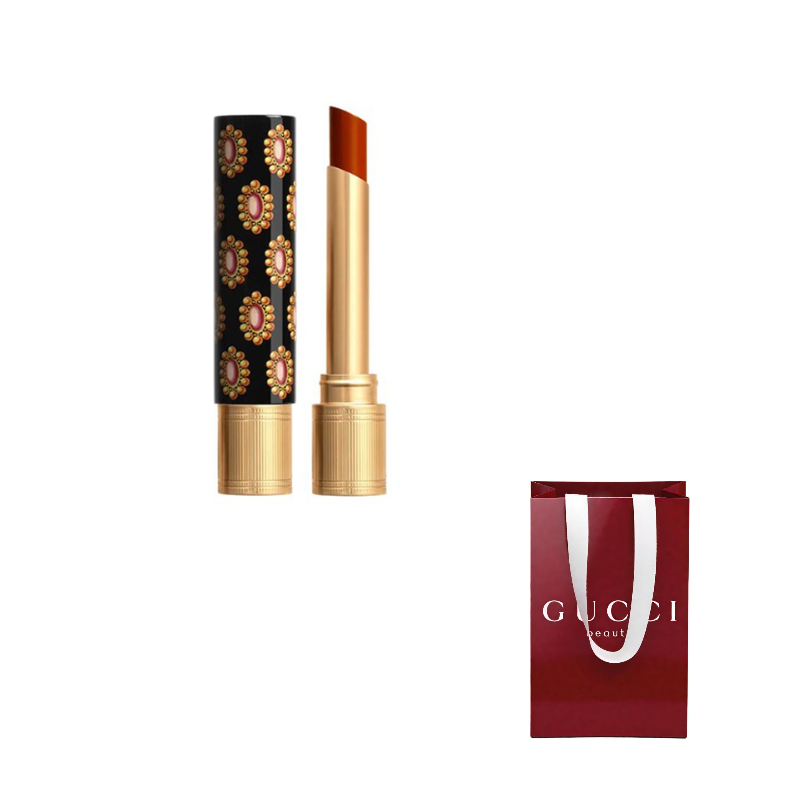 Помада женская GUCCI Qing Color Glaze Light Gem Lips Butter увлажняющая, оттенок #307 Sweet Persimmon Luis, коричневый