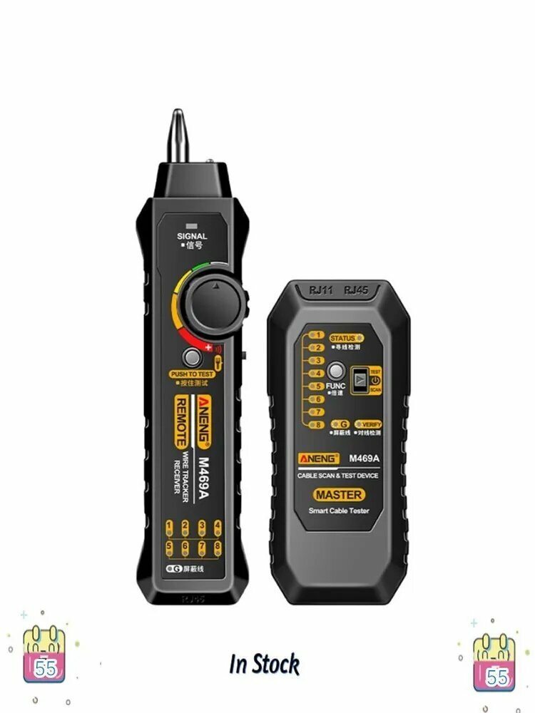 B8ANENG M469A RJ45 RJ11 Поиск сетевого кабеля Тестер помехоустойчивости Прибор совместим с тестирования сети Ремонт, черный