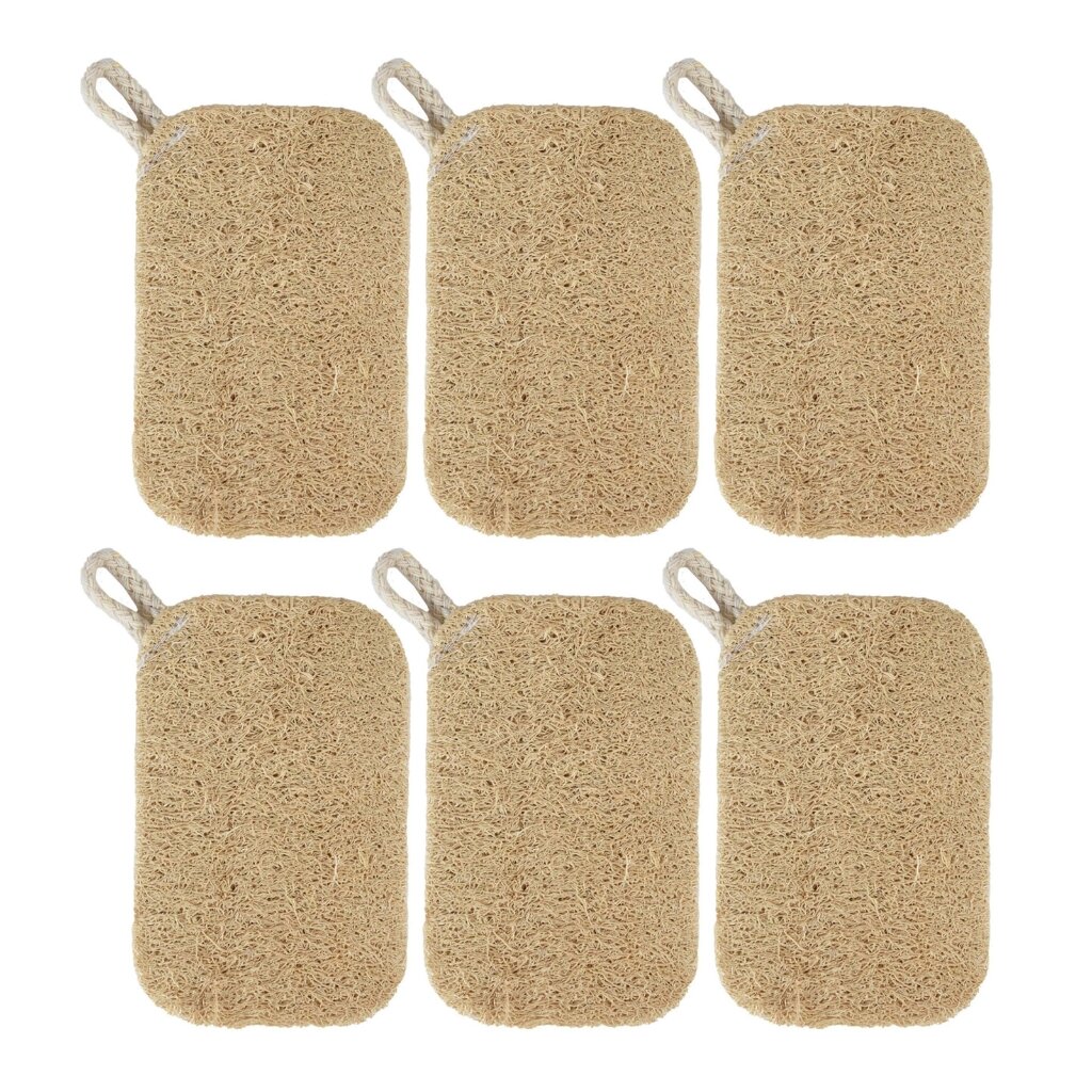 Щетка-Скруббер Для Мытья Посуды Из Натуральной Мочалки из Люфы 6ШТ Для Эффективной Уборки Кухни