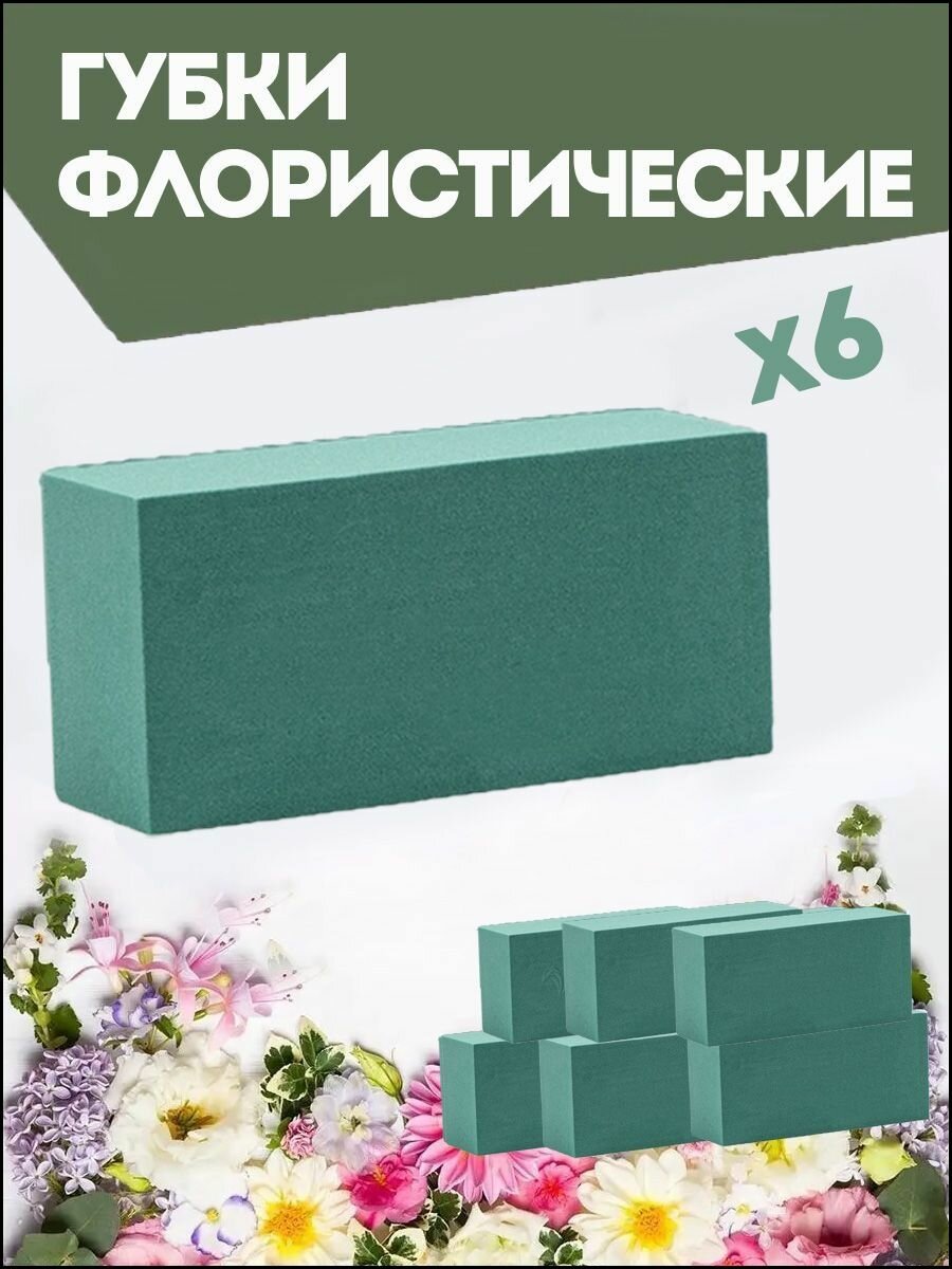 Губка флористическая 6 штук, OASIS , немецкий оазис для цветов