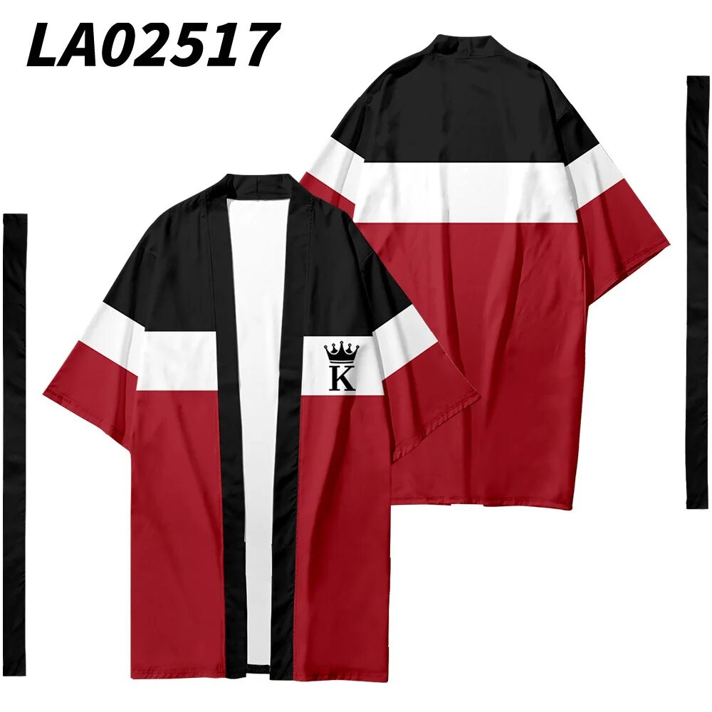 Черное кимоно с принтом и короной, XXL, style 10