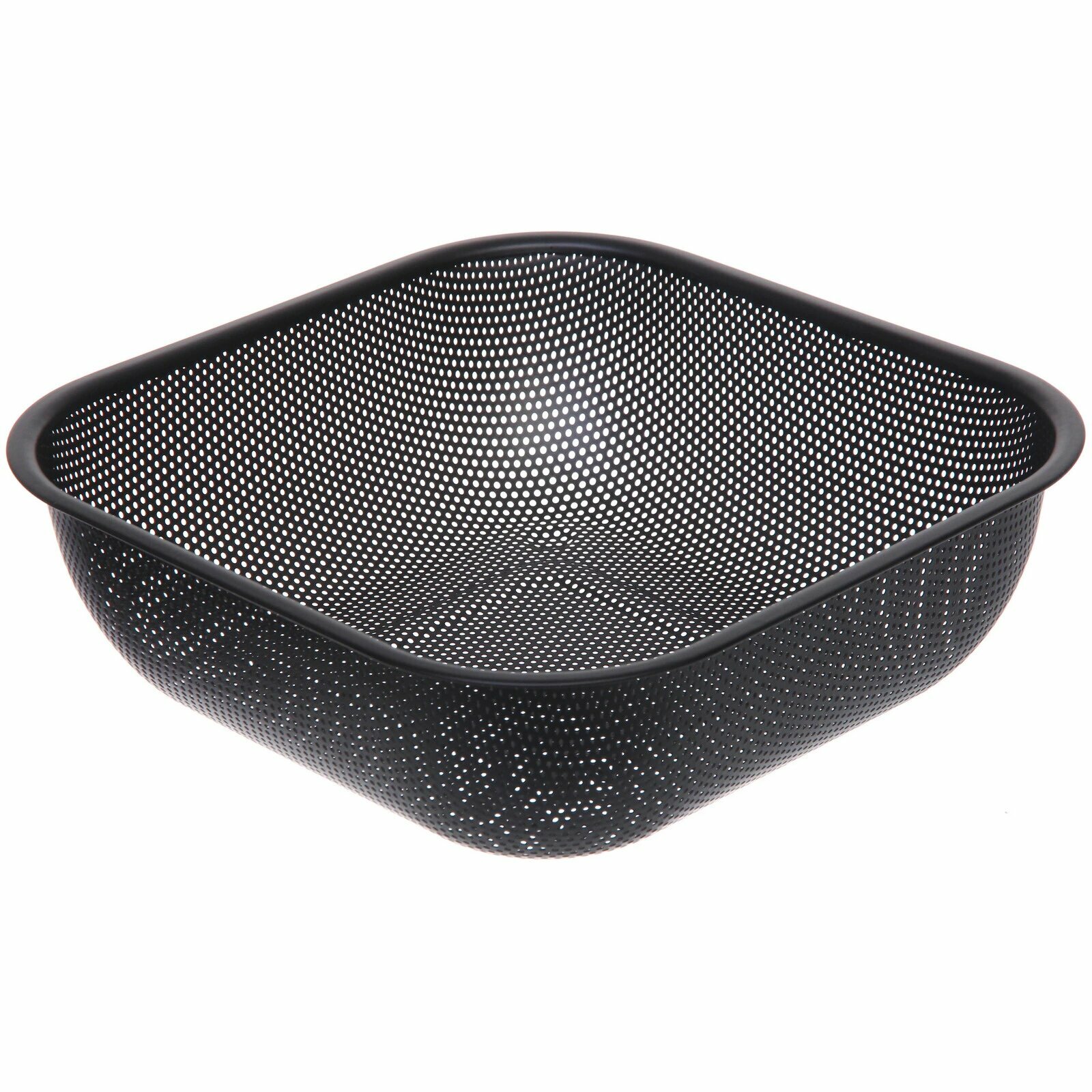 Дуршлаг металлический 25х25 см, цвет черный, с удобными ручками, для макарон и овощей