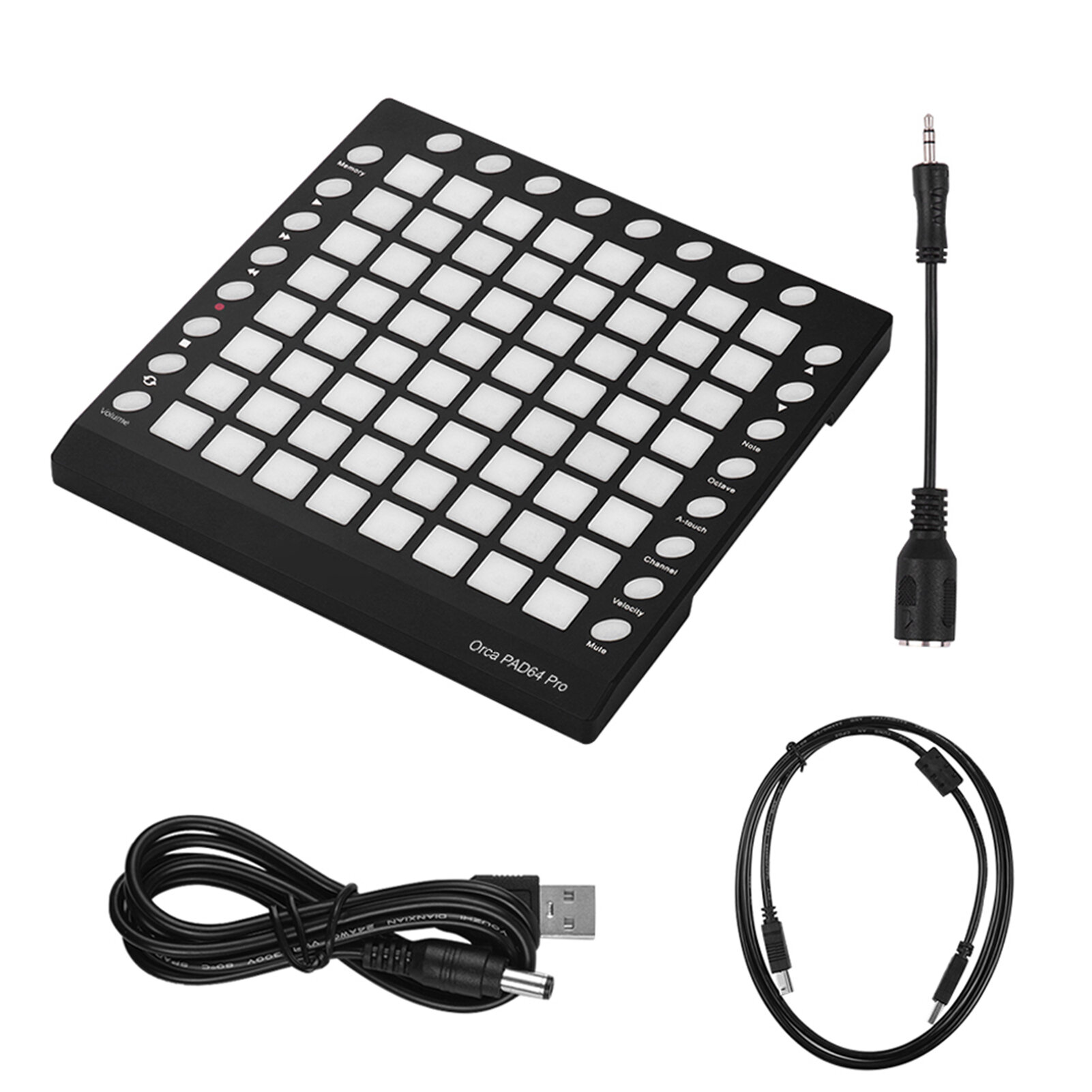 WORLDE ORCA PAD64-A Pro Портативный USB-контроллер барабанных MIDI-пэдов 64 пэда с RGB-подсветкой 24 кнопки Встроенный звуковой модуль емкостью 128 МБ с USB-кабелем