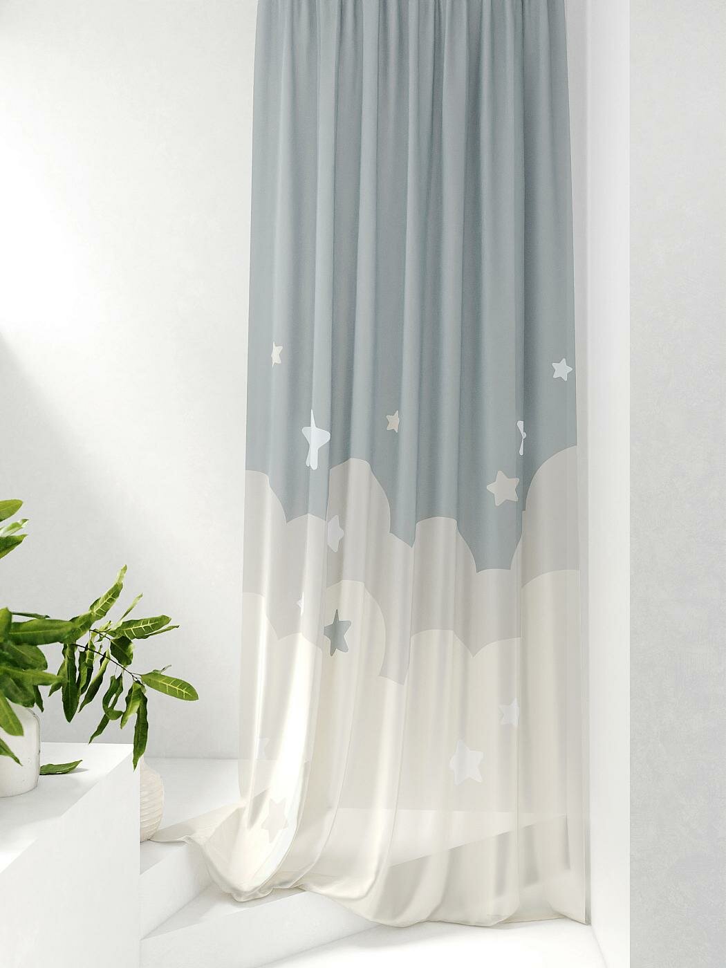 Штора для спальни и гостиной готовая 150x260 см с рисунком (589134-260)