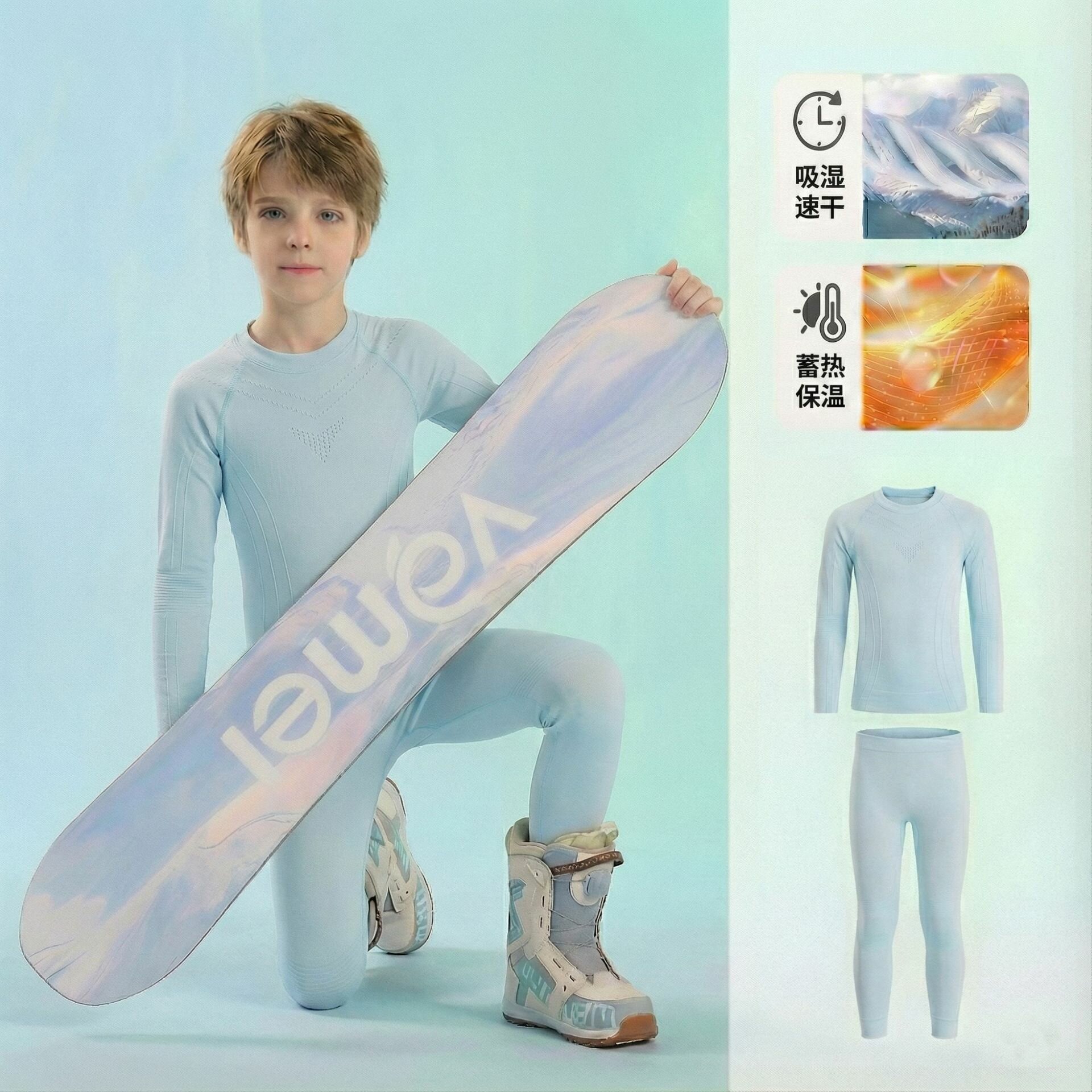 Детский комплект одежды для лыж с быстрой сушкой для мальчиков и девочек, зимние виды спорта на открытом воздухе, влагоотводящий, дышащий, теплый базовый слой нижнего белья