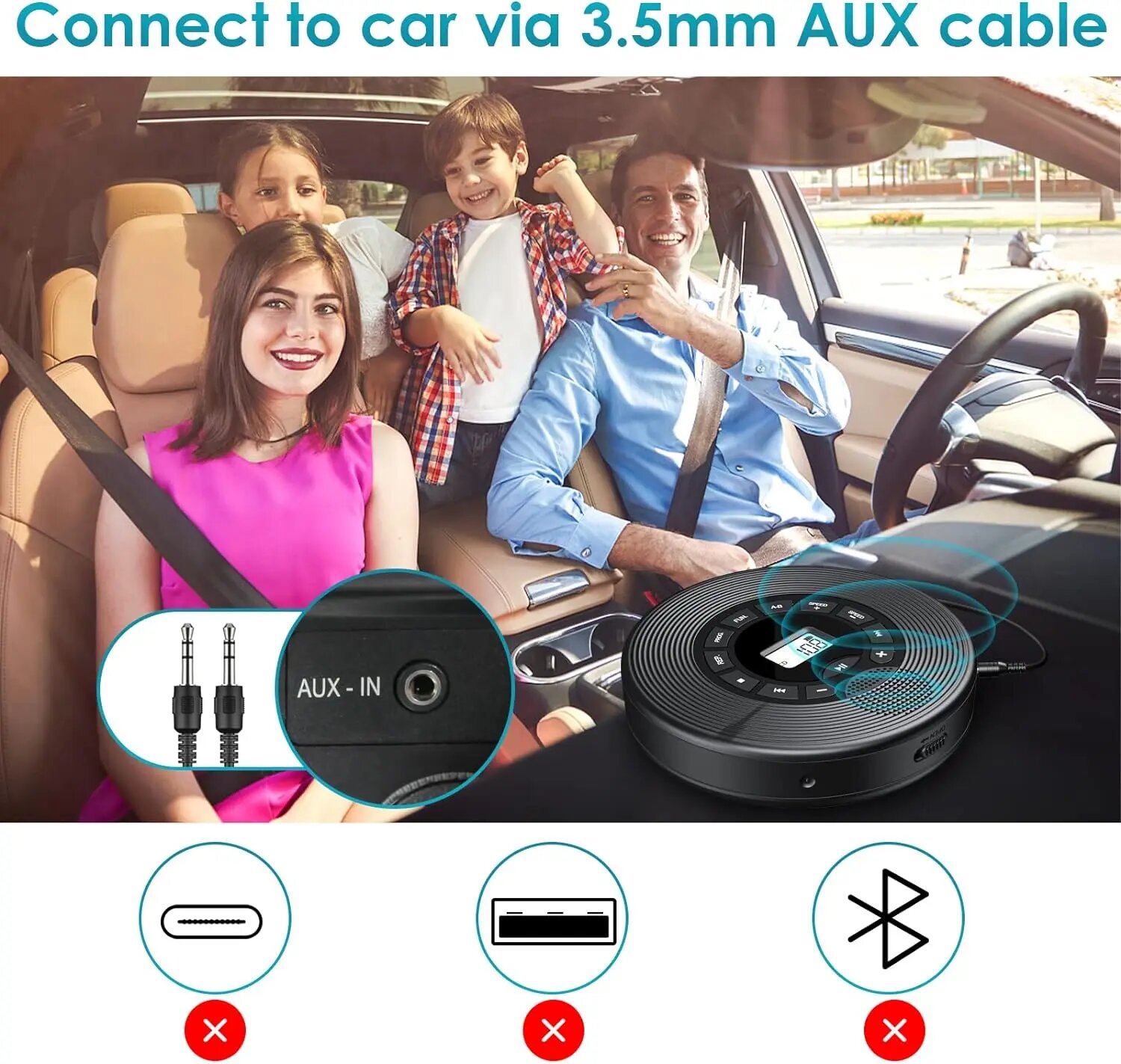 Portable CD Player MP3 Player with Anti Skip Protection and Dual Stereo Speaker Education Machine Student Play Speed