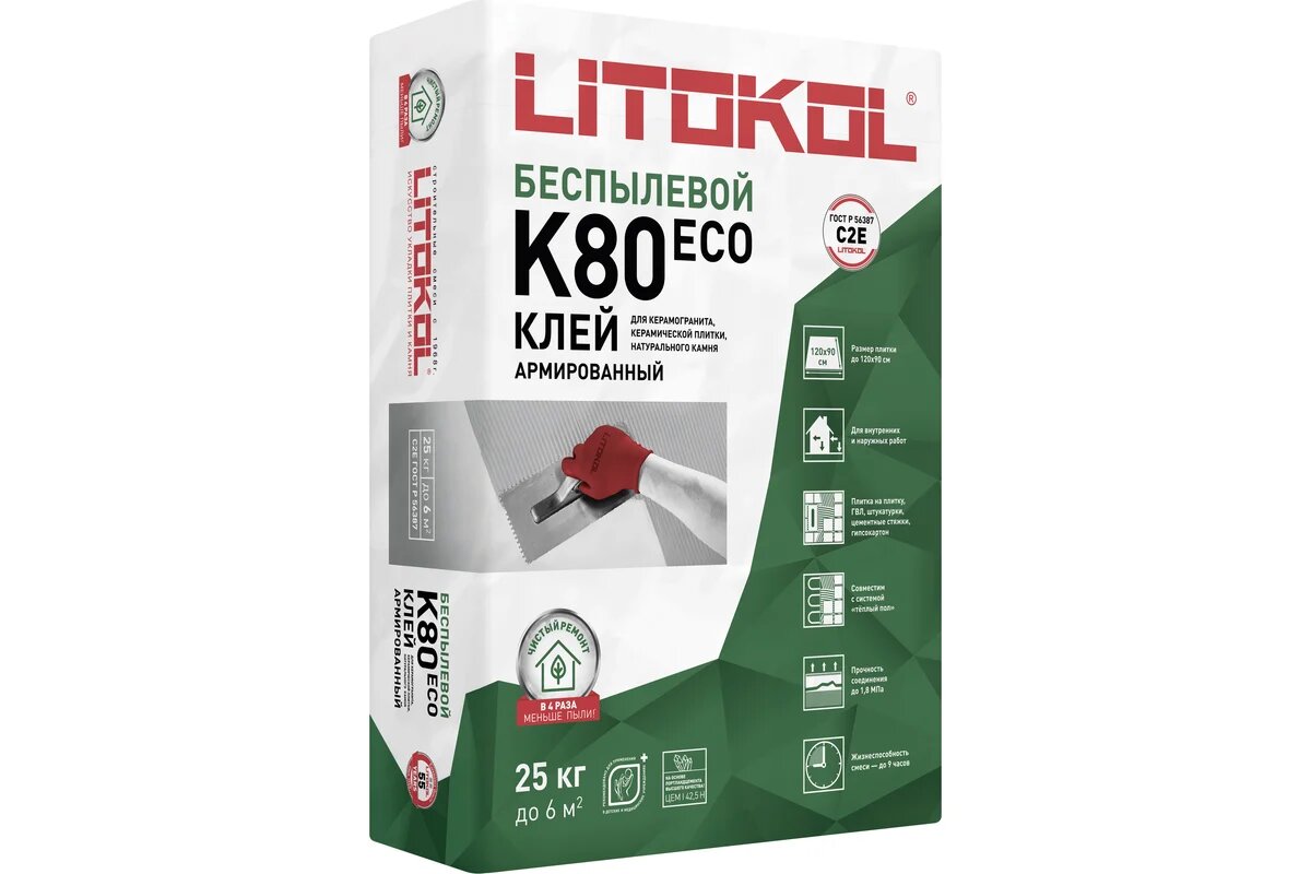 LITOKOL LitoFlex К80 ECO-беспылевая клеевая смесь (25kg bag) 288870002