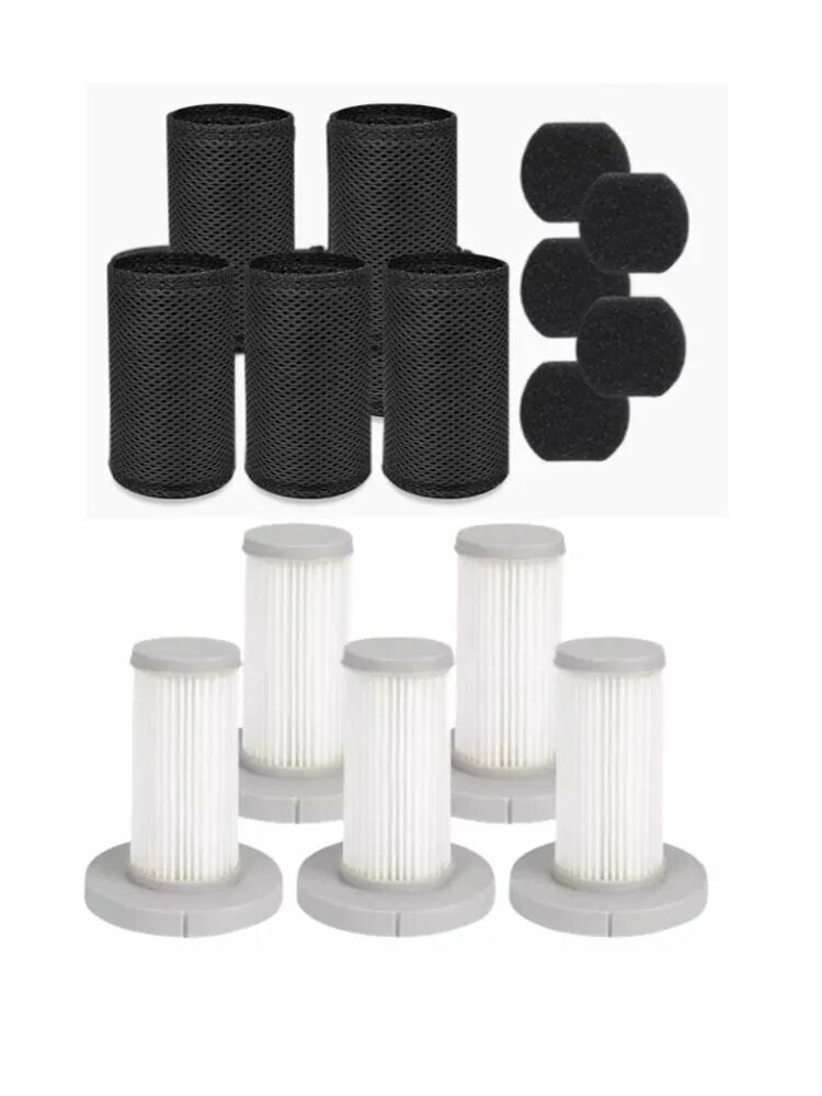 5 HEPA-фильтров 5 трикотажных фильтров 5 моторных хлопковых фильтров Подходит для вертикальных ручных пылесосов Deerma DX700, DX700S, DX700C, DX700 PRO.