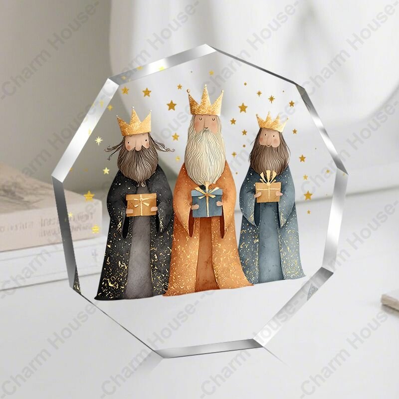 1шт многоугольные акриловые 2D плоские декоративные фигурки, которые станут подарками друзьям на Новый год и Рождество