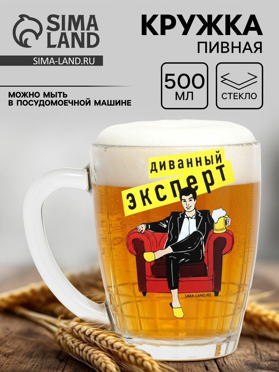 Кружка пивная Ностальгия "Диванный эксперт", 500 мл