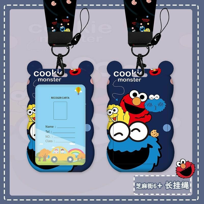 Держатель для карт с мультяшным Улицей Сезам, держатель для студенческого удостоверения, держатель для карт доступа в автобус и метро с шнурком для детского сада